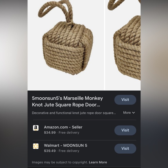 Walmart | Accents | Nautical Style Marseille Monkey Knot Square Jute ...